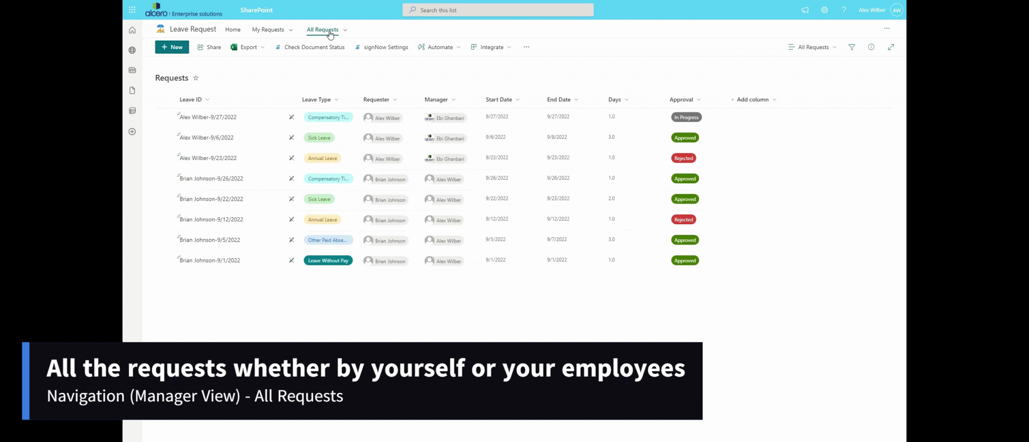 SharePoint Leave Request - Alcero