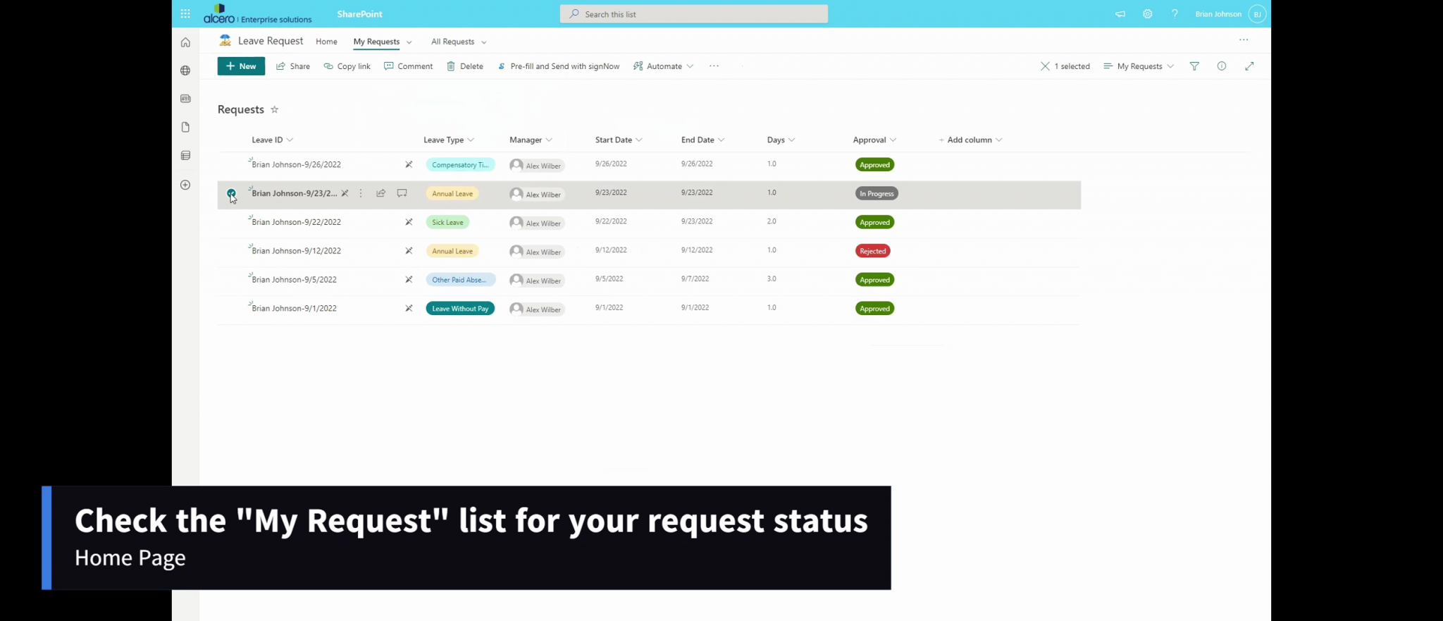 SharePoint Leave Request - Alcero